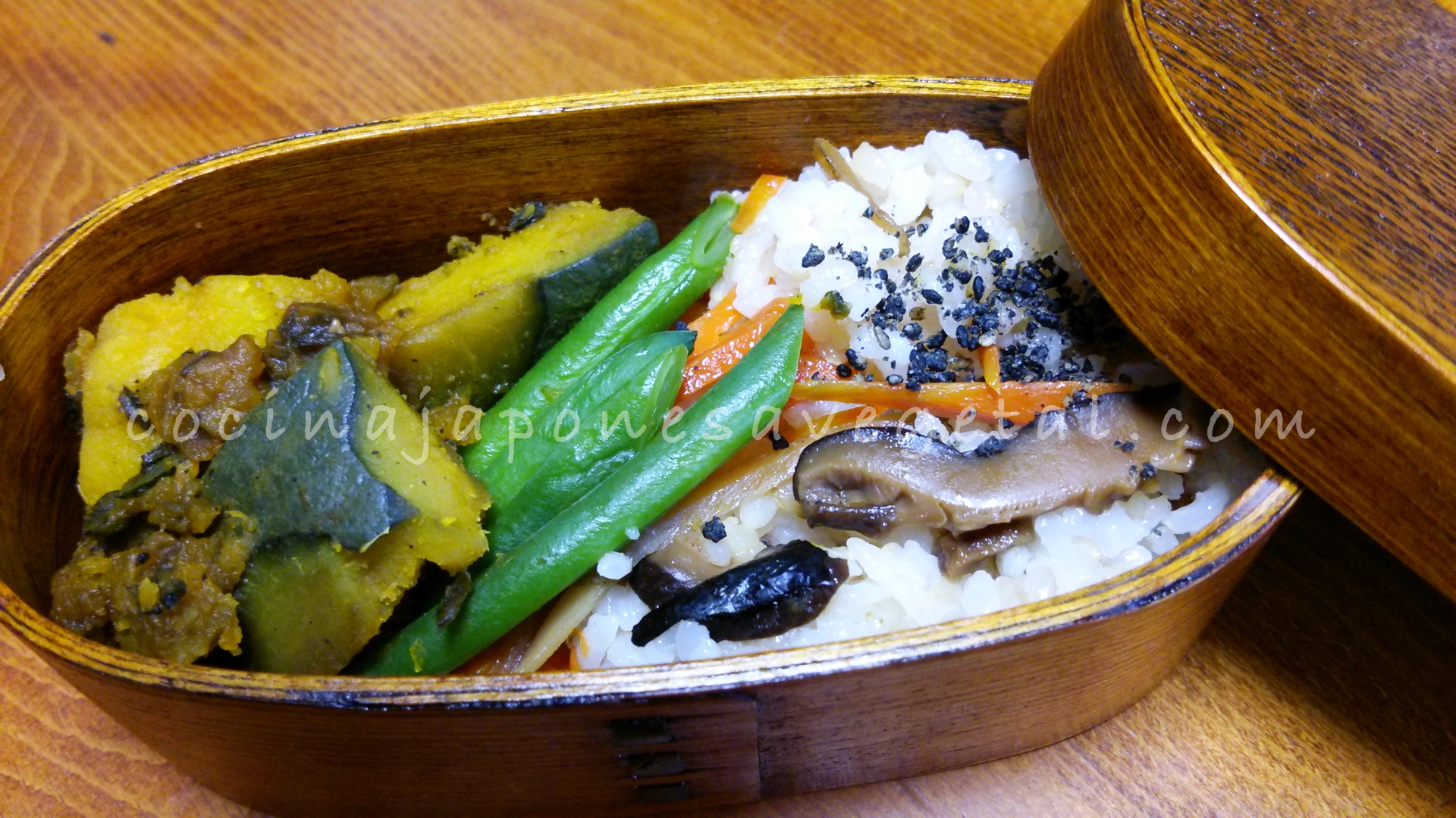 Taper de madera para obento – Comer verduras